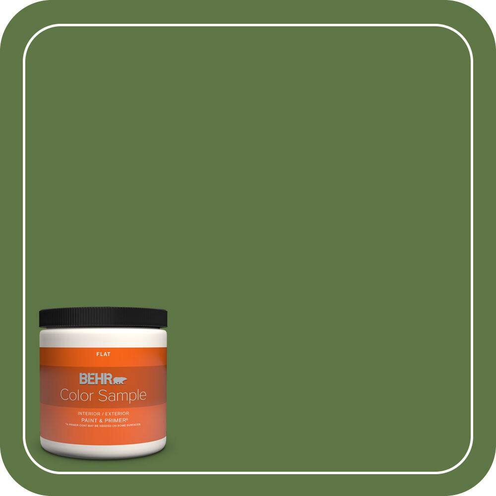 BEHR PREMIUM PLUS 8 oz. #420D-7 Dill Pickle Flat Interior/Exterior ...