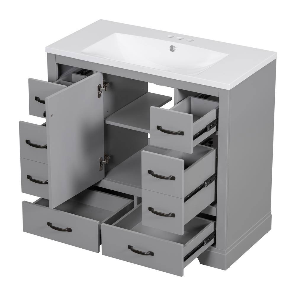 grossag 36 in. W x 18 in. D x 34.2 in. H Grey Bathroom Vanity with ...