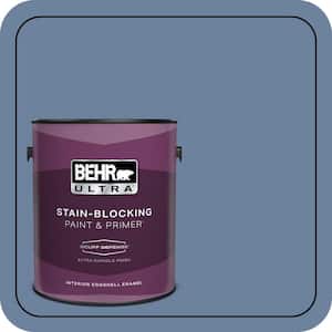 BEHR PREMIUM PLUS 8 oz. #S530-5 Brisk Blue Semi-Gloss Interior/Exterior ...