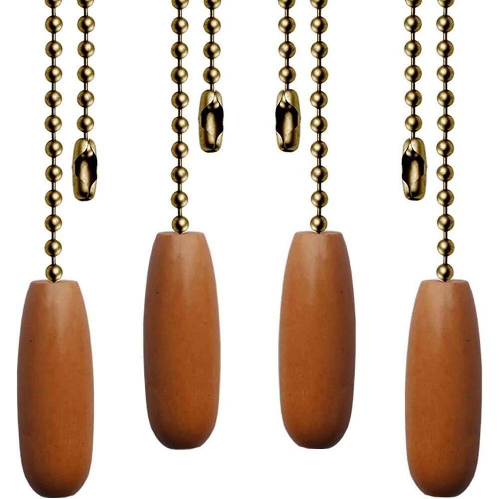 phyfalip 12-in. Bronze Wooden Decorative Ceiling Fan Pull Chains with ...