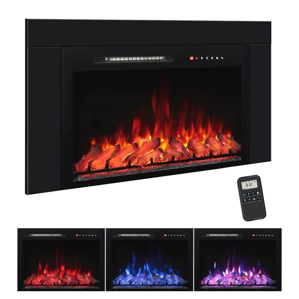 Delandgrand 33 in. Electric Fireplace Insert with Trim Kit, Realistic ...