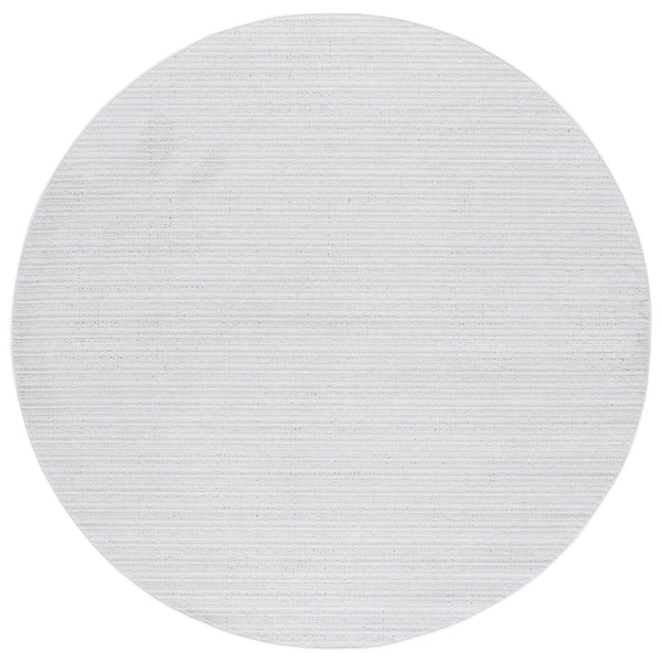 SAFAVIEH Hunter 7 ft. x 7 ft. Ivory/Beige Striped Solid Round Area Rug ...