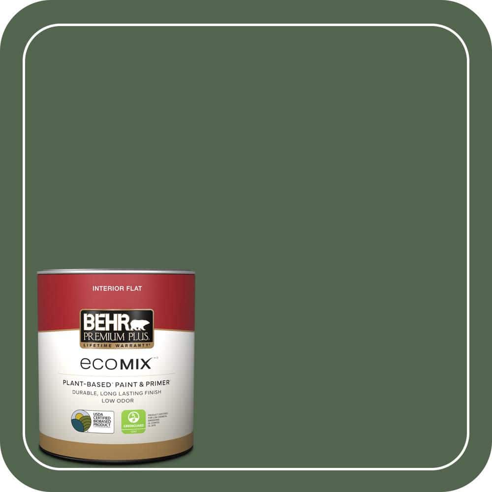 BEHR PREMIUM PLUS 1 qt. #S410-7 Equestrian Green Flat EcoMix Plant ...