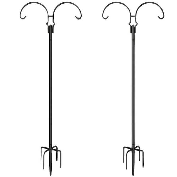 PALEO HOME LLC PALEO 60 in. Black Outdoor Double Shepherds Hook with 5 ...