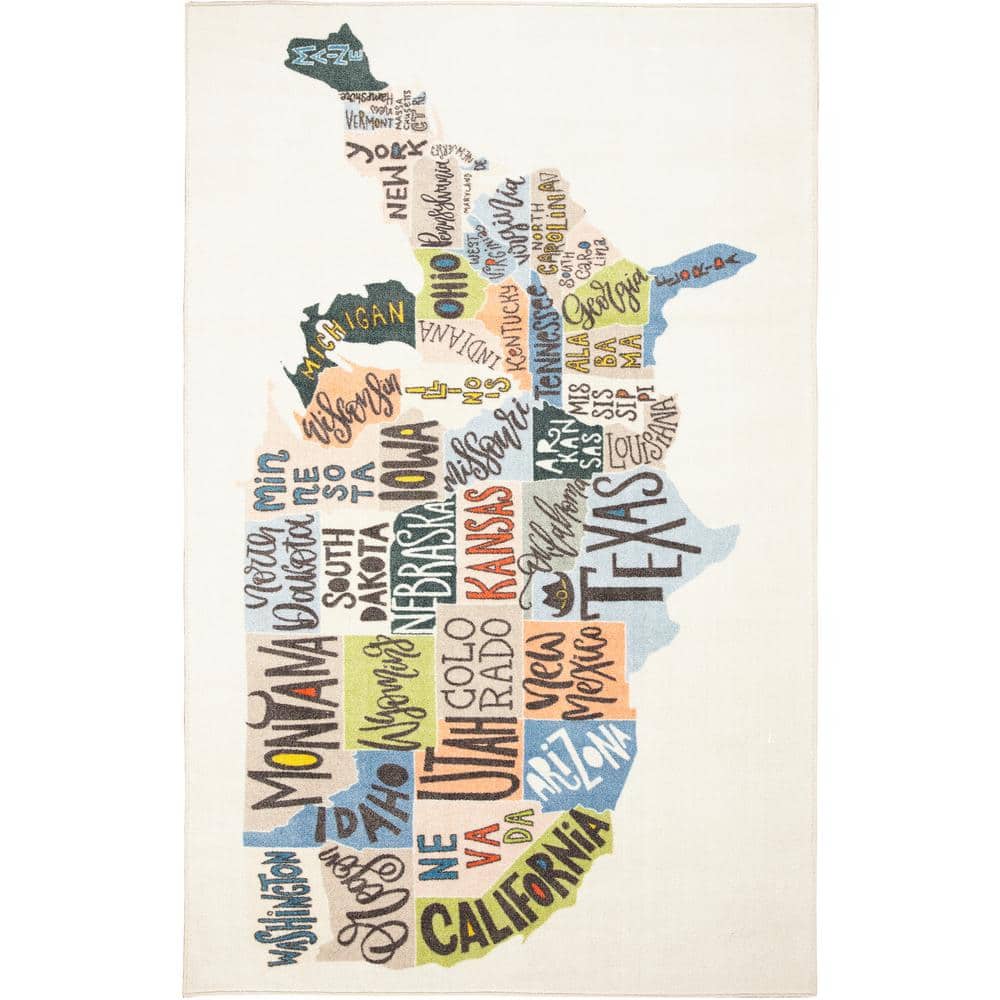 Mohawk Home States Map Multi 8 ft. x 10 ft. Themed Area Rug 049186 ...
