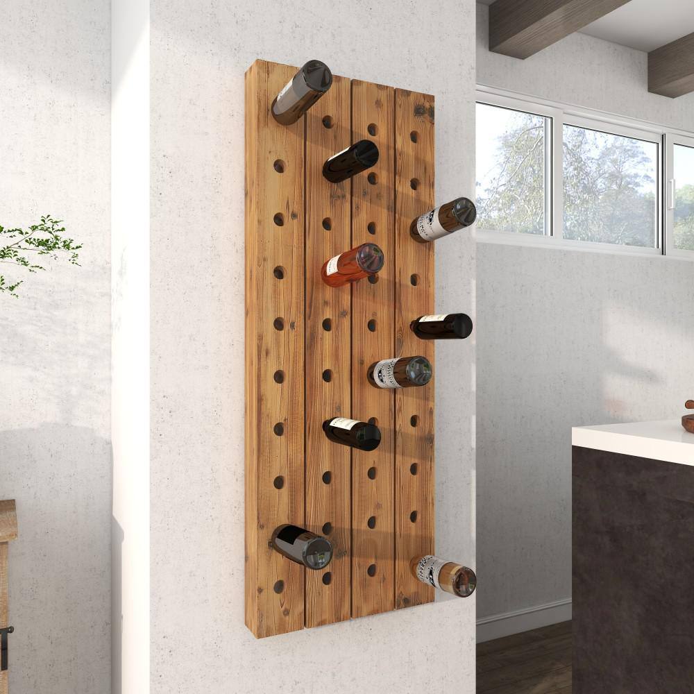 Litton Lane 40- Bottle Brown Tall Wall Wine Rack 55409 - The Home Depot