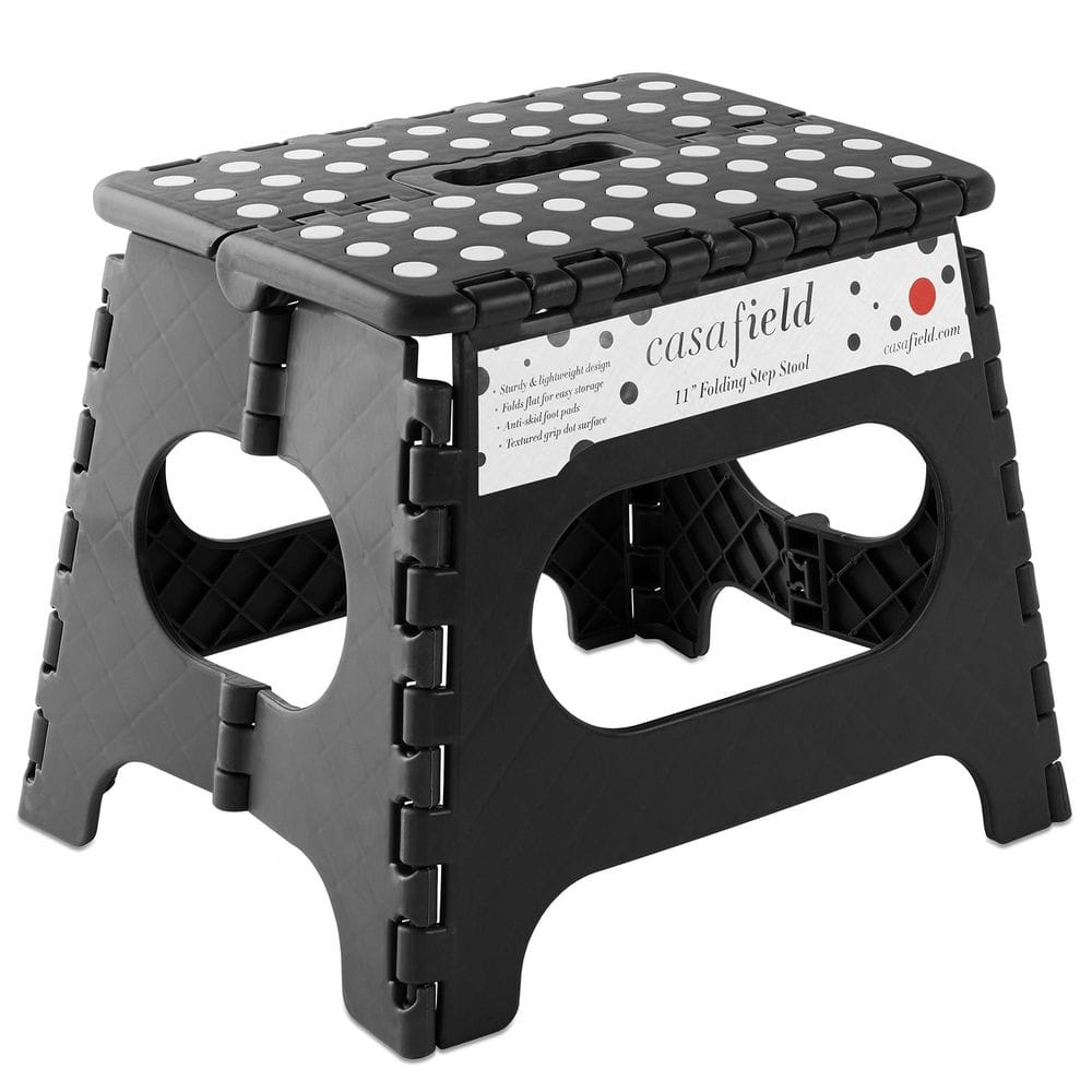 Casafield 1-Step 11 in. Black Plastic Step Stool, (1.92 ft. Reach ...