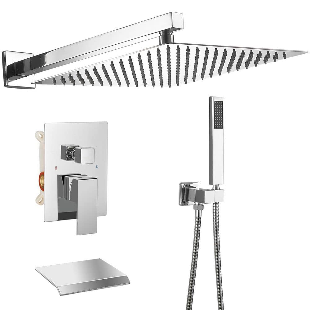 HOMEMYSTIQUE Single Handle 3-Spray Shower Faucet 2.5 GPM with 180 ...