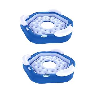 Bestway Blue Round Vinyl 3-Person Floating Water Island Lounge Pool ...