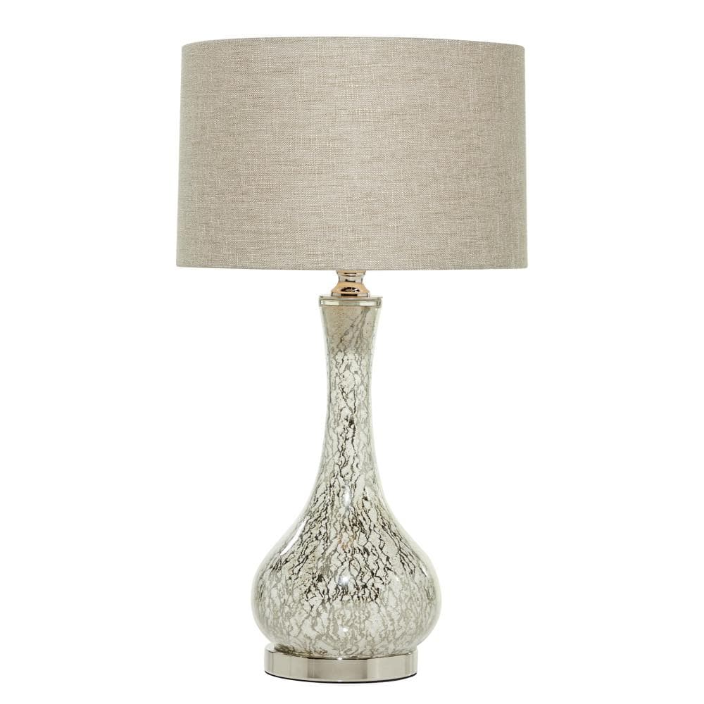 Litton Lane 28 in. Silver Glass Task and Reading Table Lamp with Faux ...
