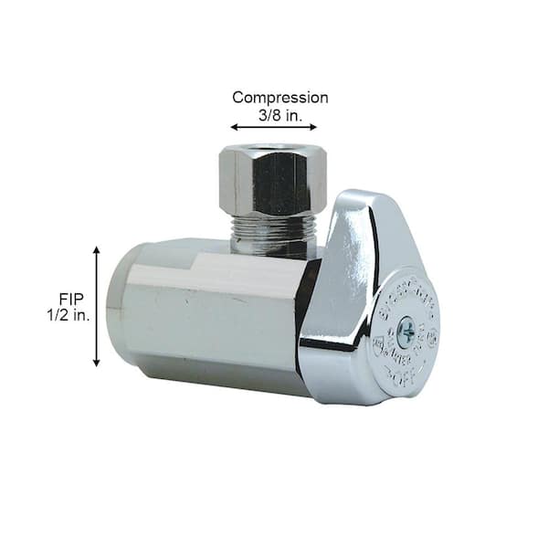 BrassCraft 1/2 in. FIP Inlet x 3/8 in. Compression Outlet 1/4-Turn Angle Valve G2R17X C1