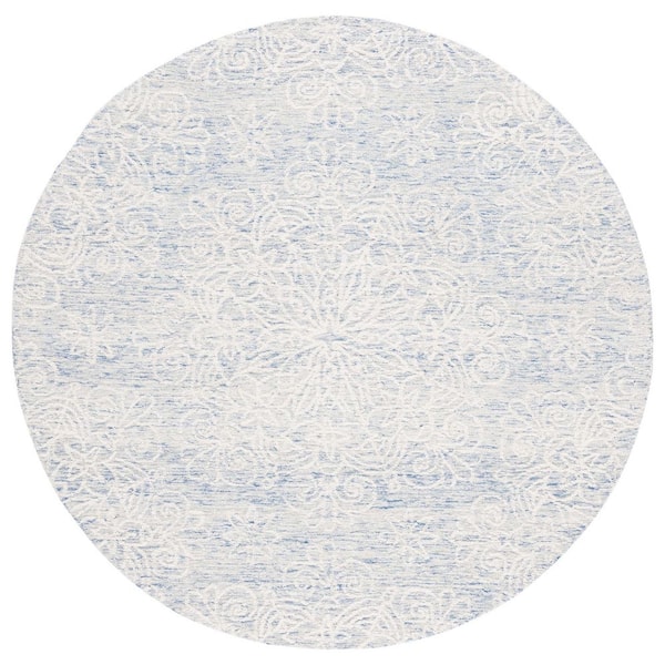 SAFAVIEH Metro 6 ft. x 6 ft. Blue/Ivory Floral Marle Round Area Rug ...