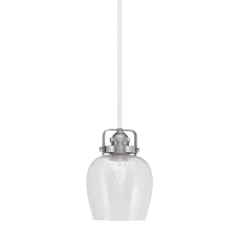 Decatur 60-Watt 1-Light White & Nickel Light mini Pendant with 6 in ...