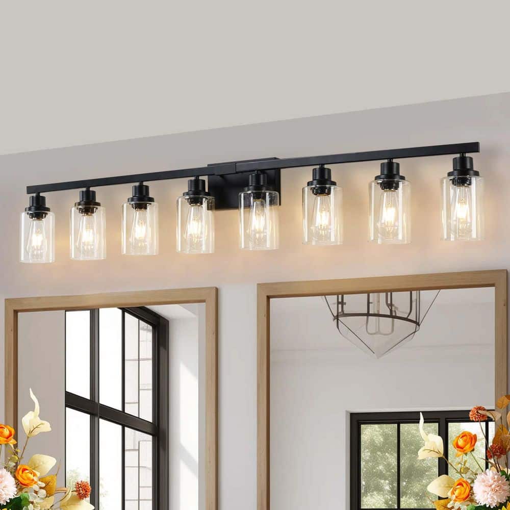 Jushua 51.2 in. 8-Light Farmhouse Vanity Lights Fixture Rustic Bathroom ...