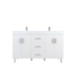 Ripley 56 in. W x 19 in. D x 36 in. H Vanity in White with Acrylic ...