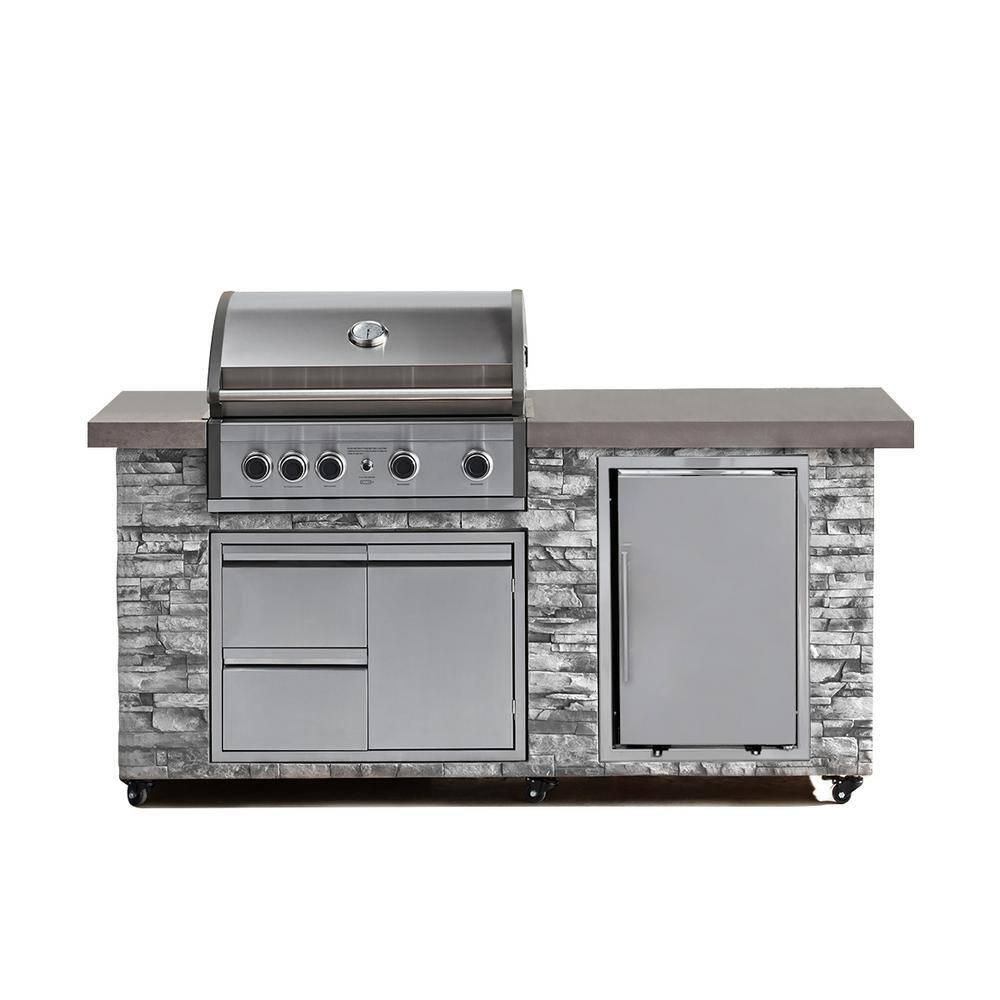 PROKAn 78 in. Pro Elite 5-Burner European Ledge Propane Gas Grill Island in Gray BS04-BI-LP ...