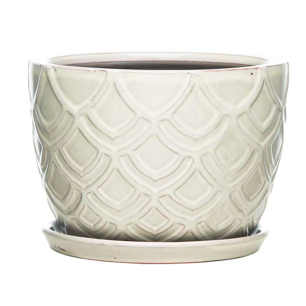 Vigoro 8.3 in. Cressida Medium White Ceramic Planter (8.3 in. D x 6 in ...