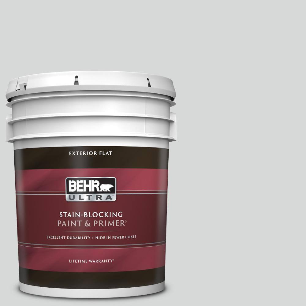 BEHR ULTRA 5 gal. #MQ3-25 Gray Shimmer Flat Exterior Paint & Primer ...