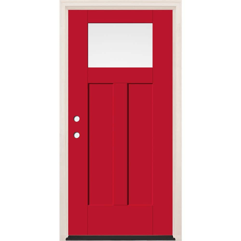 Builders Choice 36 in. x 80 in. Right-Hand 1-Lite Ruby Red Painted ...
