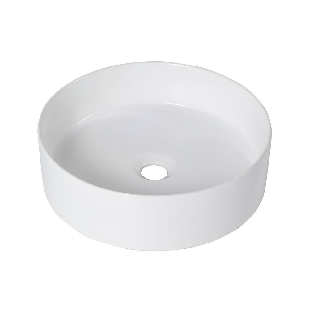 Tatahance White Ceramic Round Vessel Bathroom Sink W128647171-Z - The ...