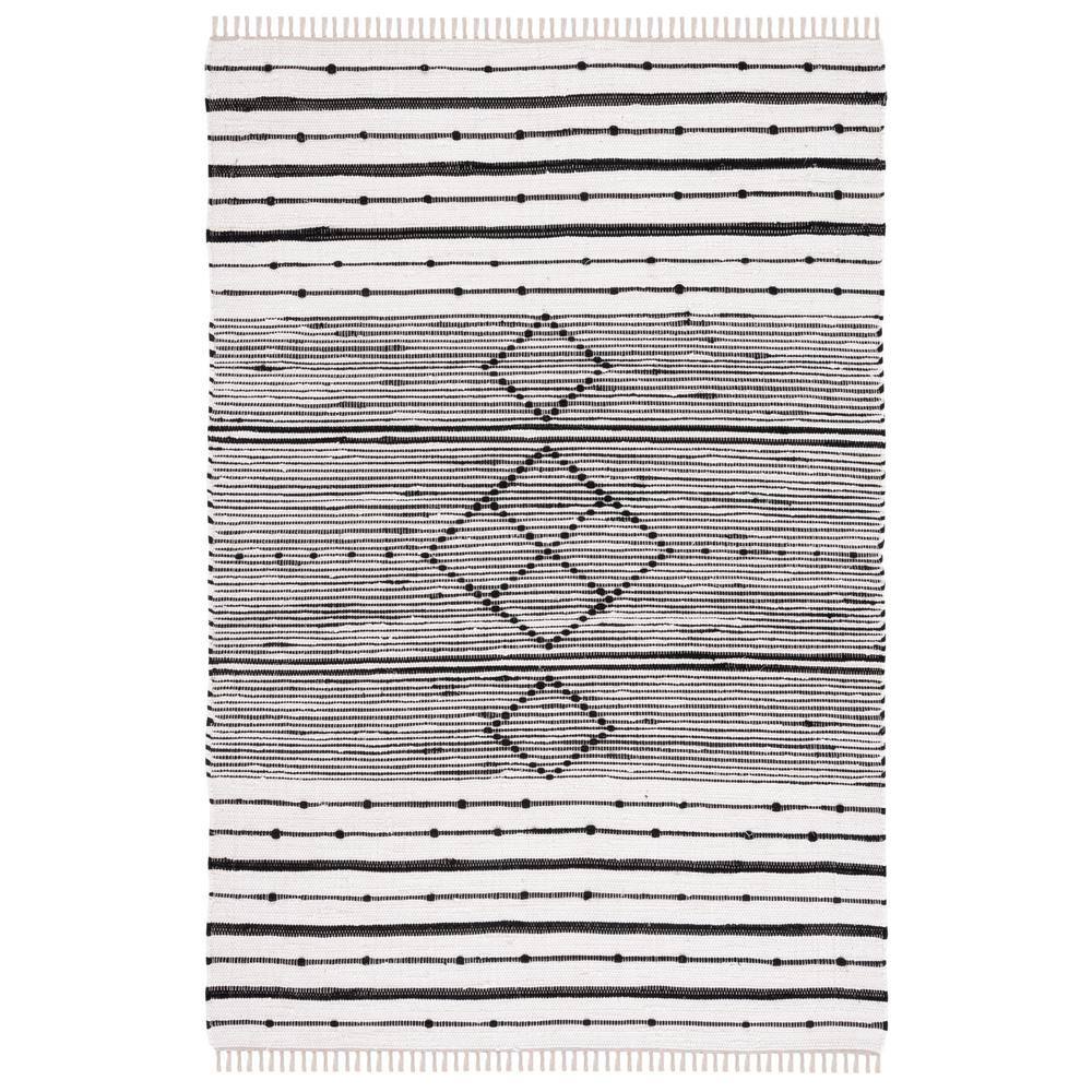 SAFAVIEH Striped Kilim Ivory Black 4 ft. x 6 ft. Geometric Striped Area ...