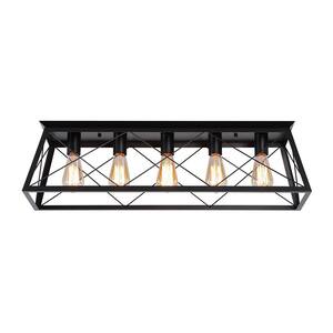 UMEILUCE 31.5 in. 5-Lights Black Farmhouse Rectangle Flush Mount ...