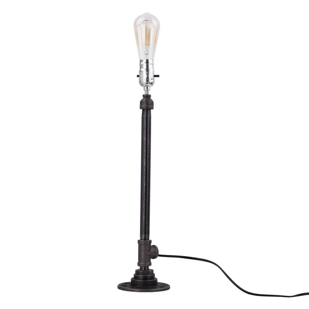 PIPE DECOR 1/2 in. x 1.7 ft. L Black Steel Pipe Torch Style Lamp Kit ...