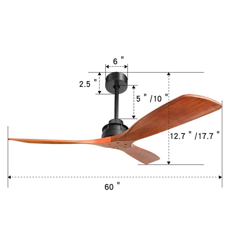 Buy Modern Elegant 60 in. Brown Indoor Outdoor Ceiling Fan with Remote ...
