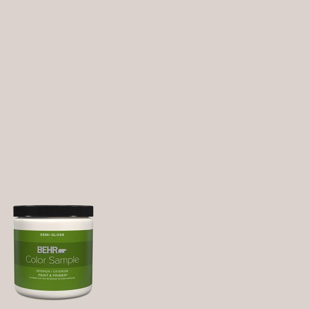 BEHR PREMIUM PLUS 8 oz. #N200-1 Moth Gray Semi-Gloss Interior/Exterior ...