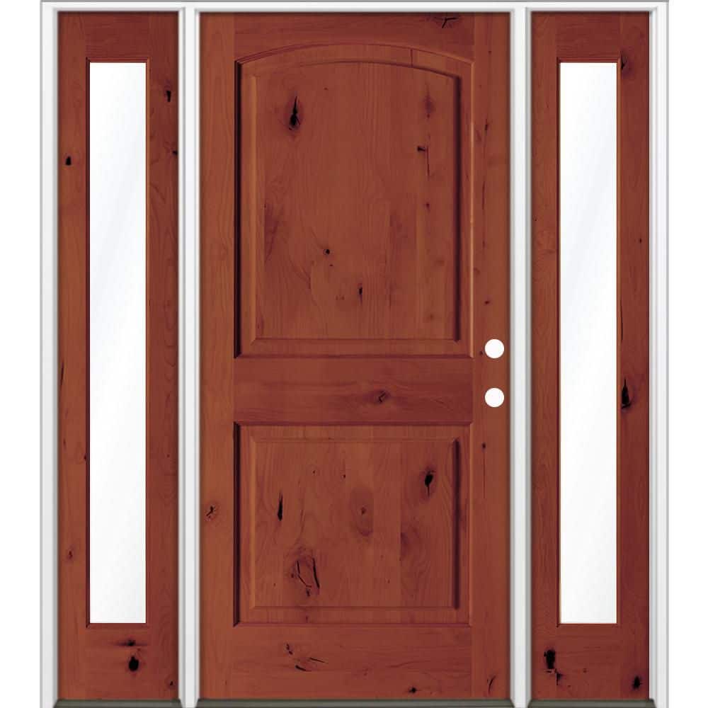 Krosswood Doors 70 in. x 96 in. Knotty Alder 2-Panel Arch-Top Left-Hand ...