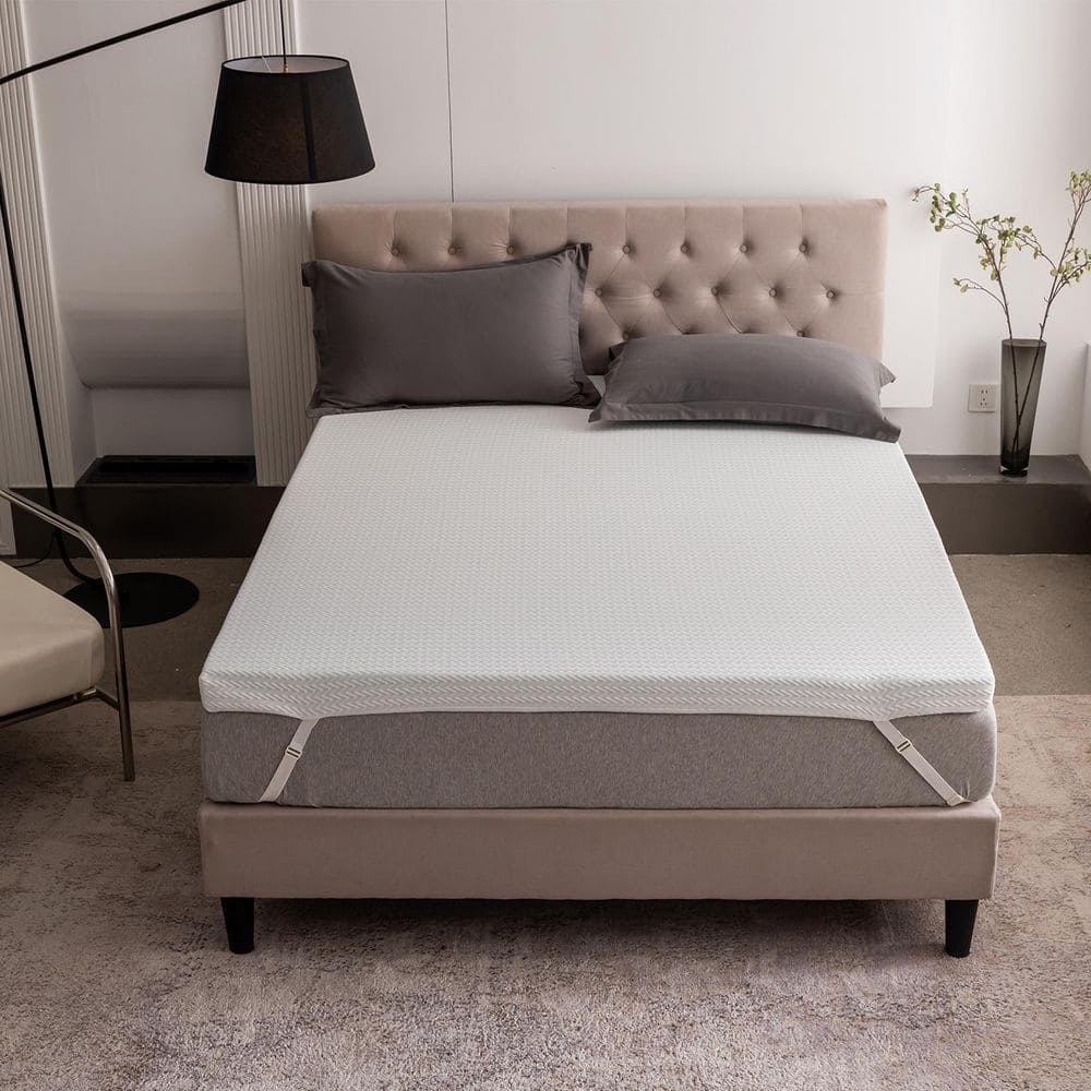 Wellos Medium 2 in. Full Gel Memory Foam Mattress Topper Cooling Bed ...