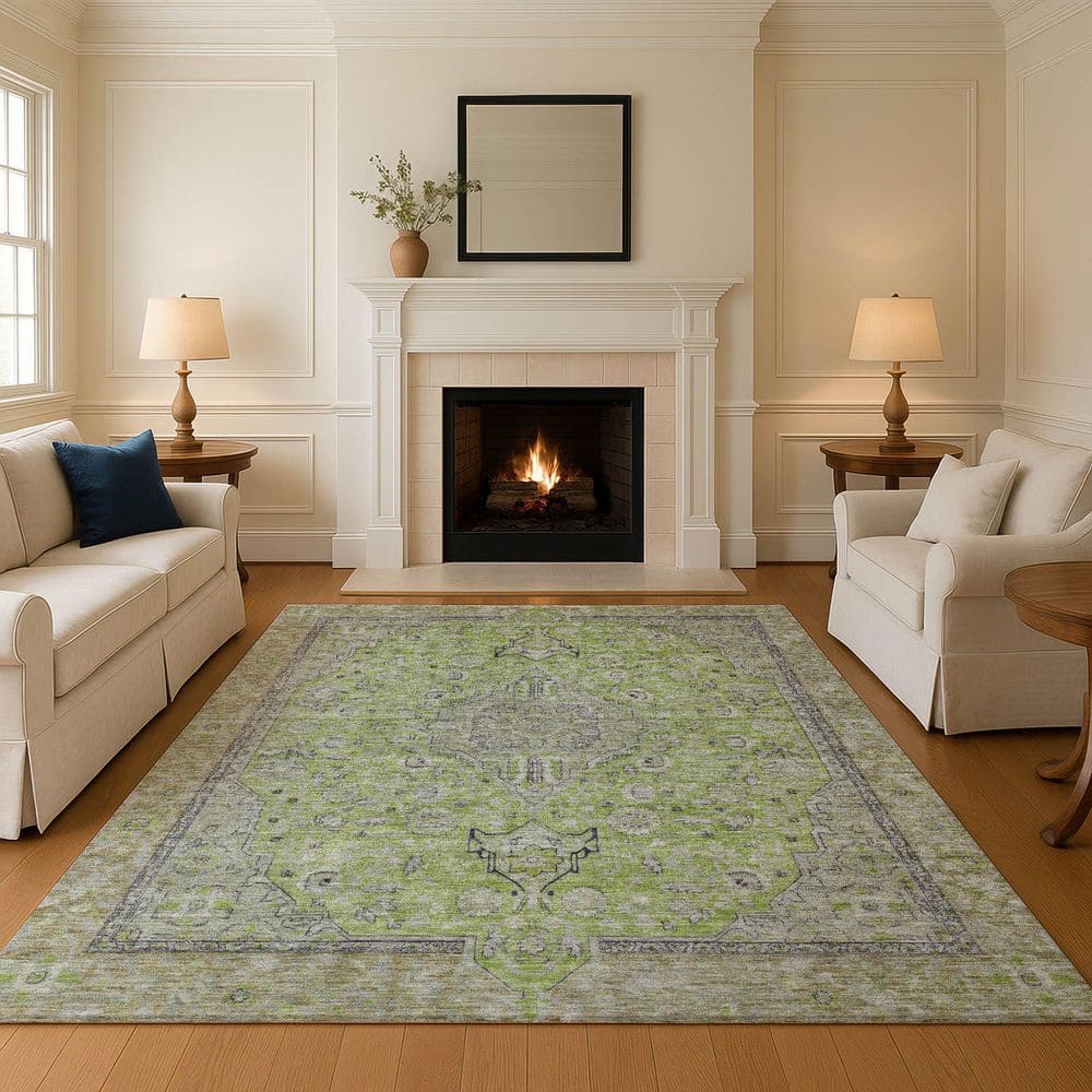 Addison Rugs Mayfield Premium Machine Washable Abstract AMF1651 Lime 3 ...