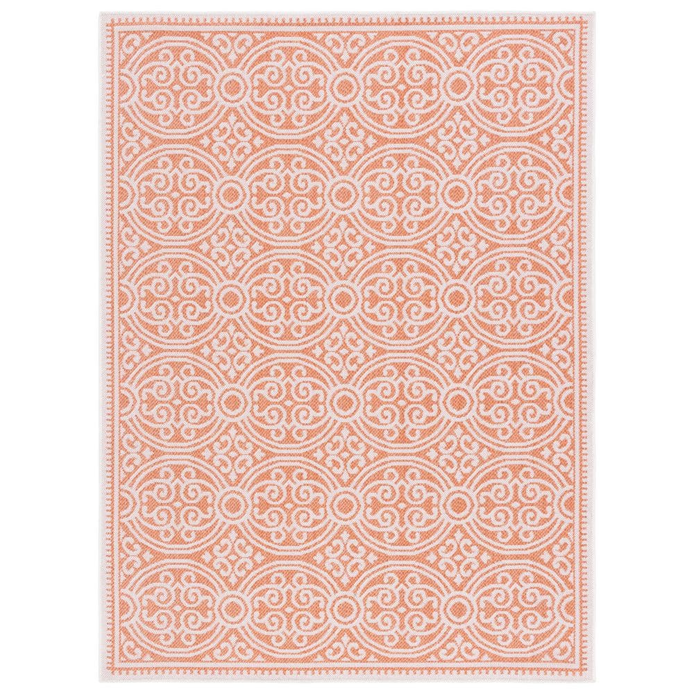 SAFAVIEH Bermuda Rust/Ivory 5 ft. x 8 ft. Ornate Border Geometric Area ...