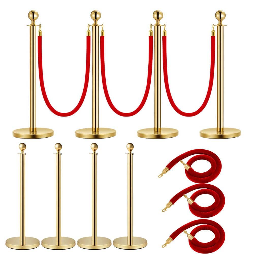 4 PCS Velvet Ropes and Posts, 5 ft/1.5 m Red Rope, Red Crowd Control ...