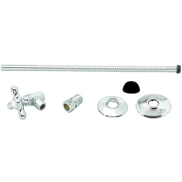 Westbrass Toilet Kit with Cross Handle Angle Stop Valve, 12 in ...