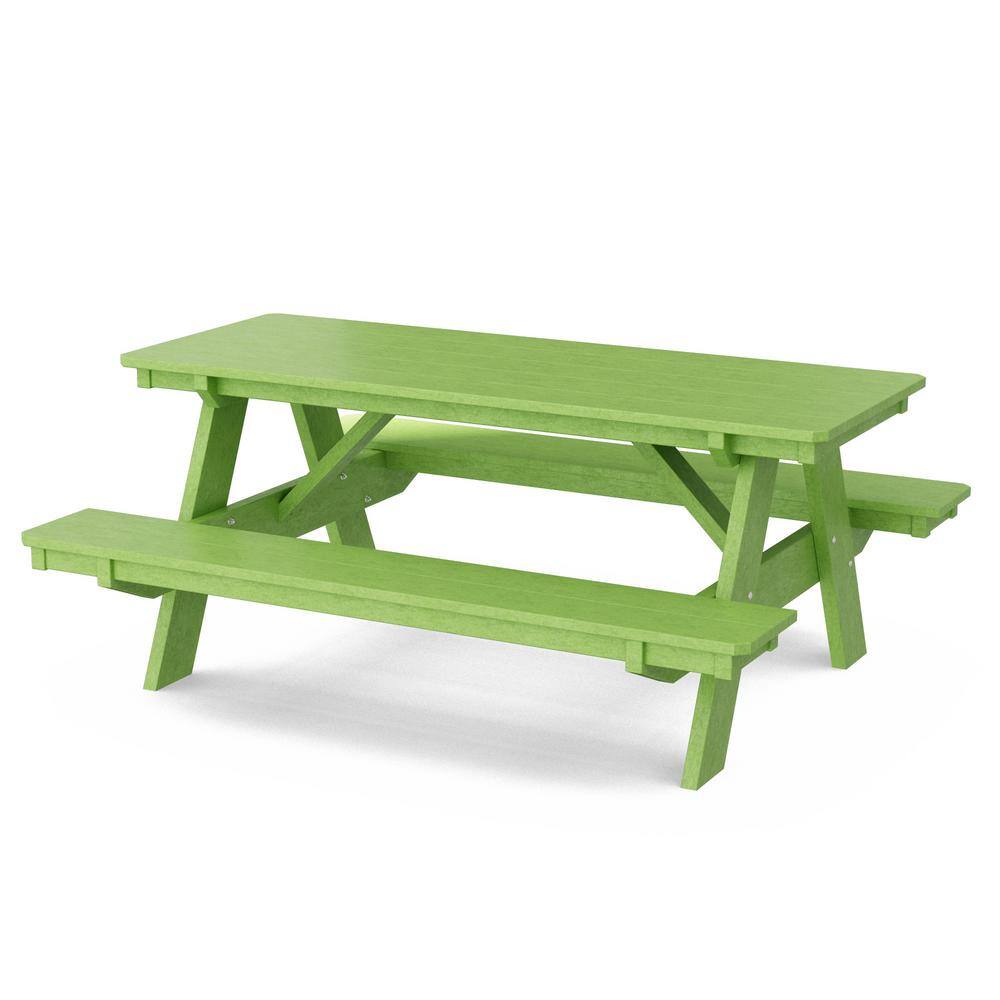 Wildridge Heritage 72 in. Lime Green Rectangle HDPE Plastic Picnic ...