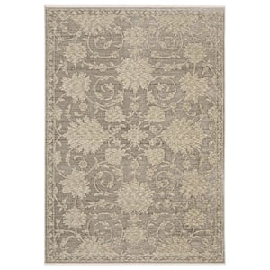AVERLEY HOME Cage Gray/Beige 10 ft. x 13 ft. Modern Oriental Floral ...