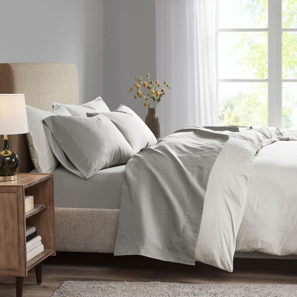 Madison Park Grey Queen Luxurious Brushed Microfiber Deep Pocket Sheet ...
