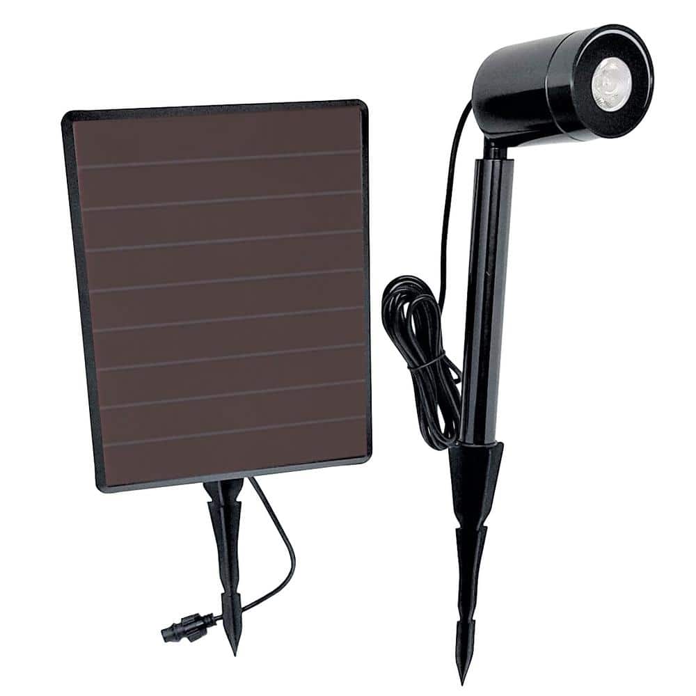 Solar Goes Green Solar-Powered Black Stainless Steel LED Spotlight with ...