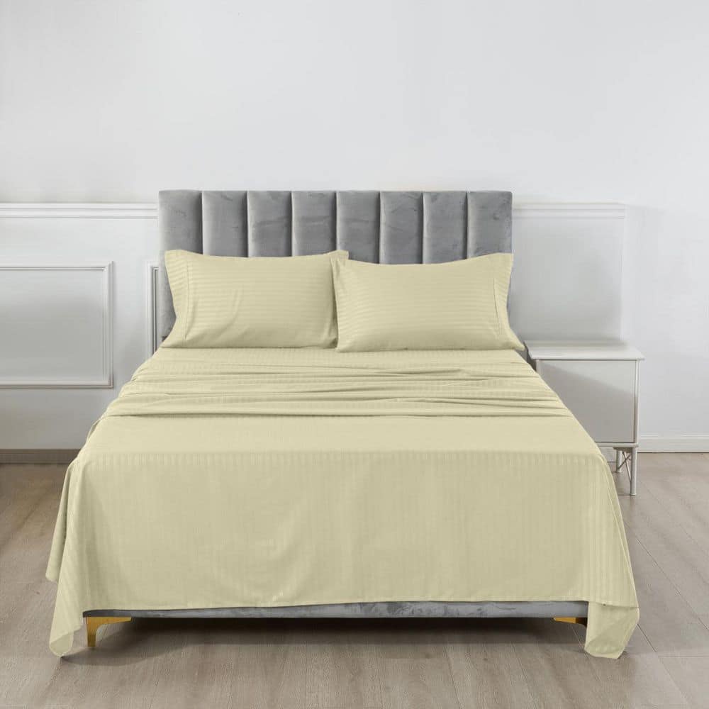 LDC LUX DECOR COLLECTION Lux Decor 4-Piece Microfiber Sheet Set Stripe ...