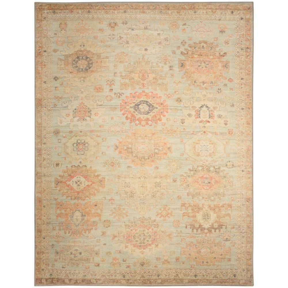 Nourison Vintage Washables Sage Multicolor 8 ft. x 10 ft. Medallion ...