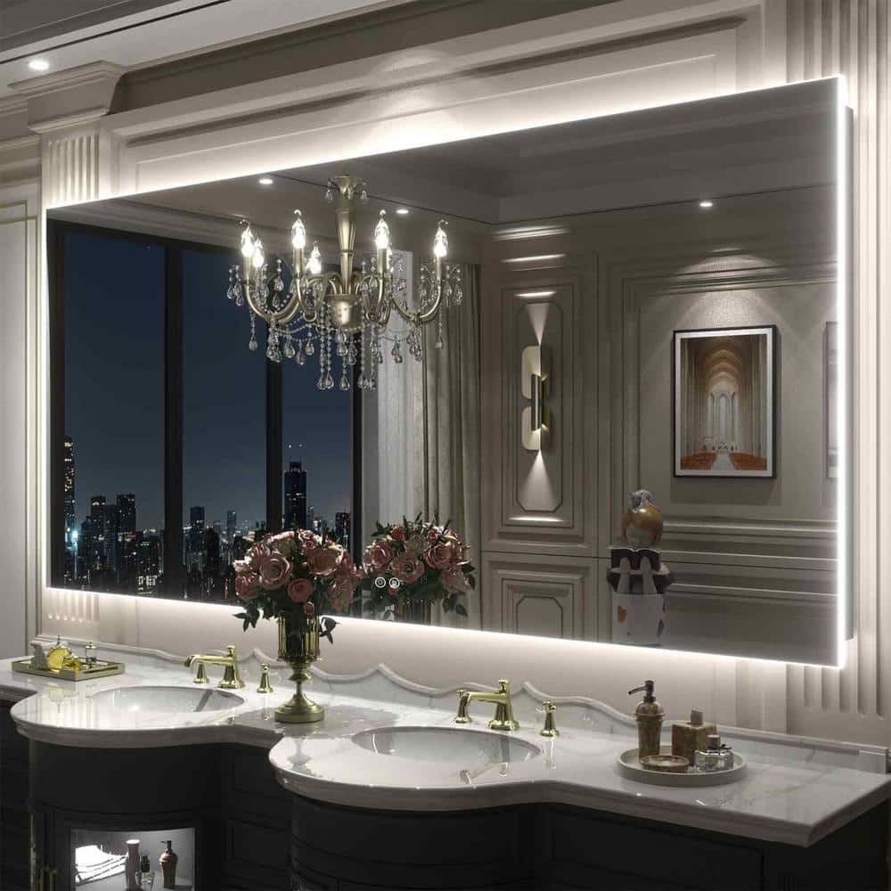 Apmir 77 in. W x 36 in. H Rectangular Frameless Super Bright Backlited ...