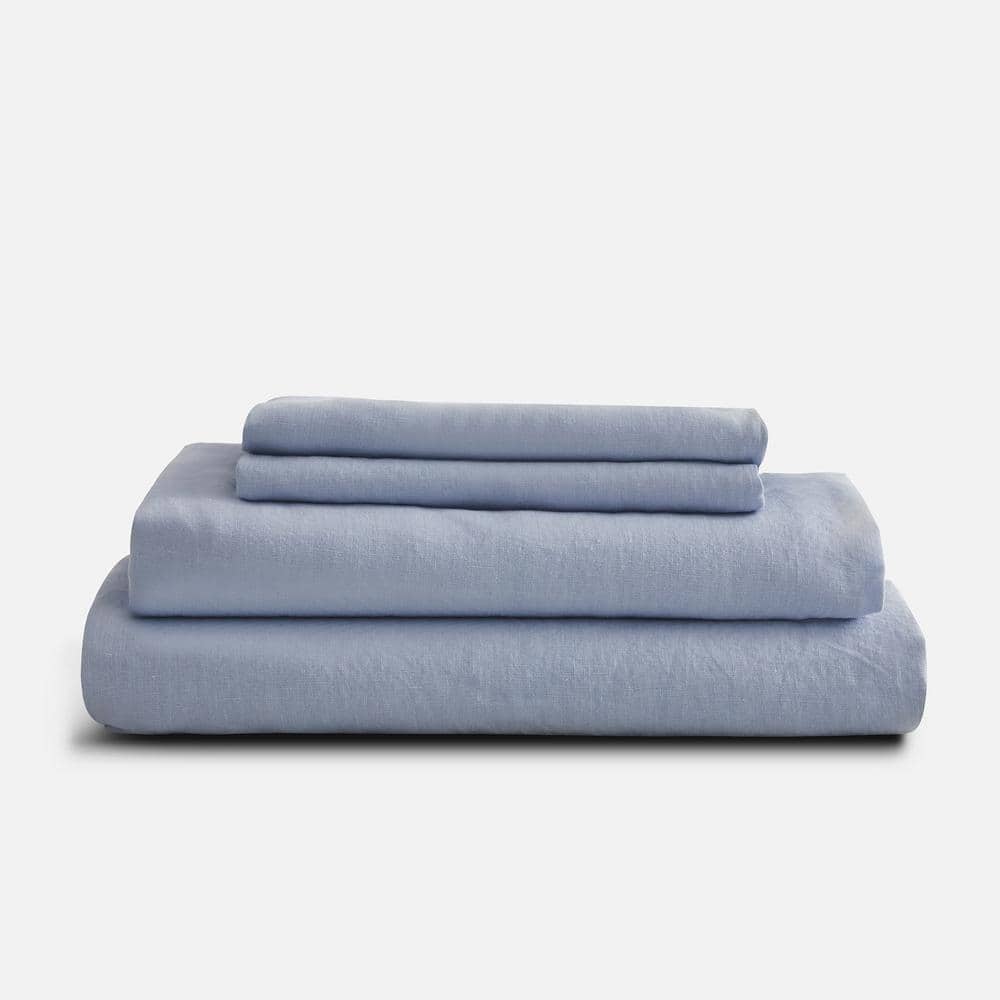 SIJO 4-Piece Sky French Linen Full Sheet Set SJLBMIFFUSKY - The Home Depot