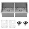 Karran SU77 16- Gauge Stainless Steel 32 in. Double Bowl Undermount ...
