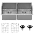 Karran SU77 16- Gauge Stainless Steel 32 in. Double Bowl Undermount ...