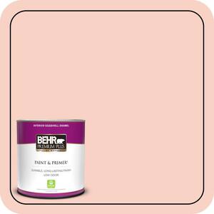BEHR PREMIUM PLUS 1 qt. #210C-2 Demure Pink Satin Enamel Exterior Paint ...