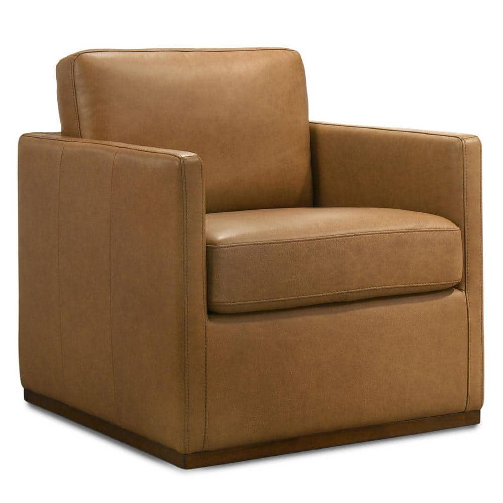 Ashcroft Furniture Co Chester Tan Brown Top-Grain Leather Comfortable ...