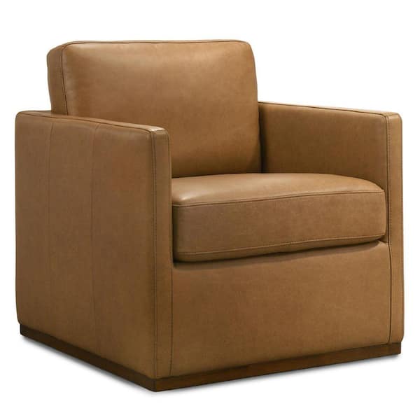 Ashcroft Furniture Co Chester Tan Brown Top-Grain Leather Comfortable ...