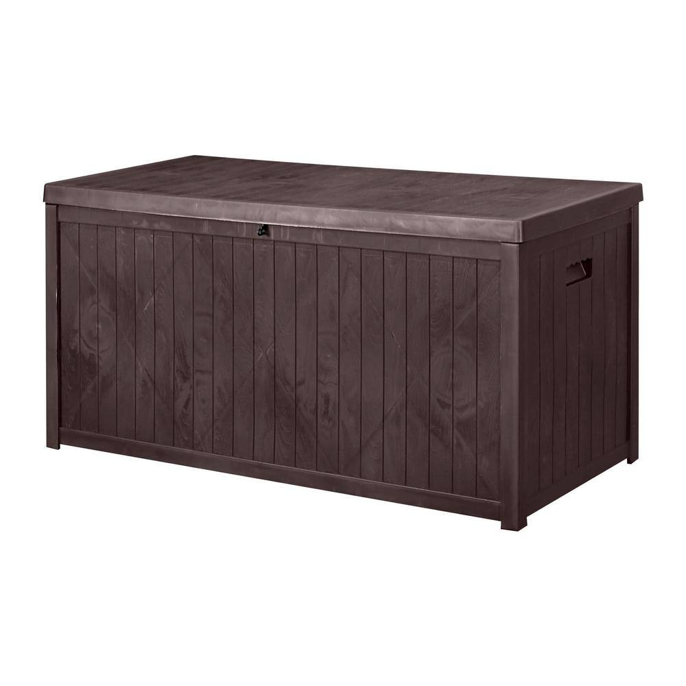 OVASTLKUY 114 Gal. PP Patio Storage Outdoor Storage Deck Box Brown MAOB ...