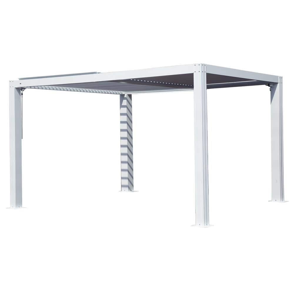 domi outdoor living 10 ft. x 10 ft. White Aluminum Metal Louvered ...